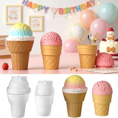 China DIY Cross-border New Style Aroma Plaster Ice Cream Cone Storage Jar Candle Cup Decoration Silicone Mold for sale