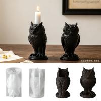 China 3D Owl Candlestick Silicone Mold DIY Animal Aroma Candle Decoration Base Plaster Mold for sale
