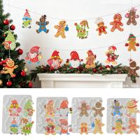 China Four Grid Christmas Holiday Hanging Silicone Mold DIY Santa Claus Gingerbread Man Snowman Dropper Mold for sale