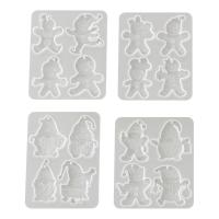 China Four Grid Christmas Holiday Hanging Silicone Mold DIY Santa Claus Gingerbread Man Snowman Dropper Mold for sale