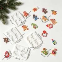 China Four Grid Christmas Holiday Hanging Silicone Mold DIY Santa Claus Gingerbread Man Snowman Dropper Mold for sale