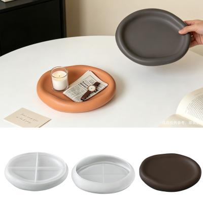 China Irregular Elliptical Cloud Tray Silicone Mold DIY Wave Edge Jewelry Storage Tray Gypsum Mold for sale