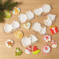 China DIY Two Snowman Gingerbread Man Christmas Tree Gift Box Bell Hat Christmas Hanging Silicone Mold for sale