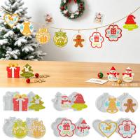 China DIY Two Snowman Gingerbread Man Christmas Tree Gift Box Bell Hat Christmas Hanging Silicone Mold for sale