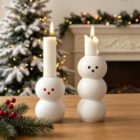 China Christmas Snowman Candlestick Grinding Tool Multi Layer Stacked Round Ball Candlestick DIY Gypsum Silicone Mold for sale