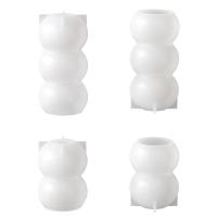 China Christmas Snowman Candlestick Grinding Tool Multi Layer Stacked Round Ball Candlestick DIY Gypsum Silicone Mold for sale