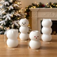 China Christmas Snowman Candlestick Grinding Tool Multi Layer Stacked Round Ball Candlestick DIY Gypsum Silicone Mold for sale