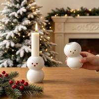 China Christmas Snowman Candlestick Grinding Tool Multi Layer Stacked Round Ball Candlestick DIY Gypsum Silicone Mold for sale