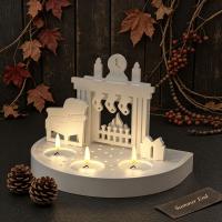 China Nordic Christmas Hollow Candle Holder Insert Silicone Mold Forest Elk Small House Aromatherapy Candle Table Gypsum Mold for sale