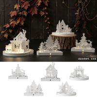 China Nordic Christmas Hollow Candle Holder Insert Silicone Mold Forest Elk Small House Aromatherapy Candle Table Gypsum Mold for sale