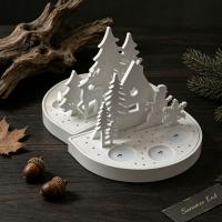 China Nordic Christmas Hollow Candle Holder Insert Silicone Mold Forest Elk Small House Aromatherapy Candle Table Gypsum Mold for sale