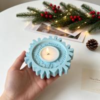 China Christmas Angel Elk Snowflake Christmas Tree Polar Bear Love Relief Pattern Candlestick Silicone Mold for sale