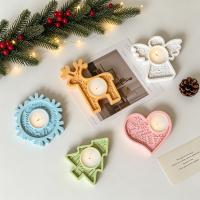 China Christmas Angel Elk Snowflake Christmas Tree Polar Bear Love Relief Pattern Candlestick Silicone Mold for sale