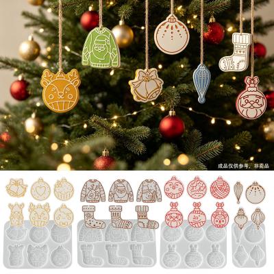 China DIY Christmas Pendant Silicone Mold Christmas Socks Elk Sweater Hanging Tag Aromatherapy Gypsum Sheet Mold for sale