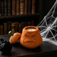 China Halloween Angry Pumpkin With Lid Candle Cup Silicone Mold DIY Aromatherapy Gypsum Storage Can Mold for sale