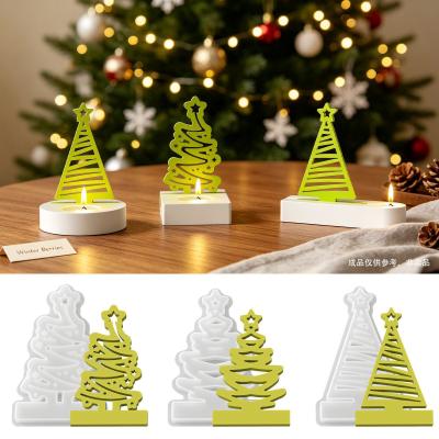 China Cross Border Star Hollow Christmas Tree Insert Board Silicone Mold DIY Aromatherapy Gypsum Candle Holder Decoration Mold for sale