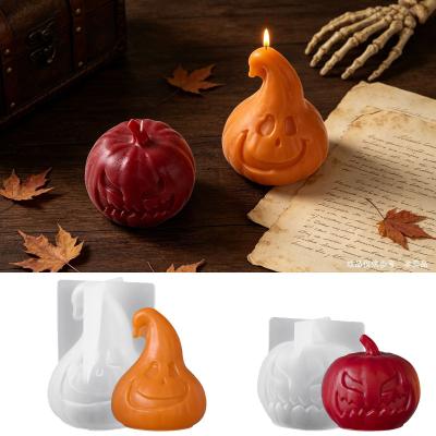 China 3D 3D Halloween Pumpkin Silicone Mold Devil's Face Pumpkin Aromatherapy Candle Gypsum Mold for sale