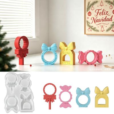 China Hollow Out Bow Candy Gift Hanging Silicone Mold DIY Aroma Diffuser Hanging Pendant Dropper Mold for sale
