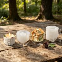 China 3D Forest Owl Wooden House Silicone Mold DIY Cream Lace Candle Cup Gypsum Mold for sale
