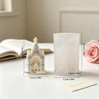 China Rose Relief Castle Silicone Mold European Style Arch Small Church Aromatherapy Candle Decoration Mold for sale