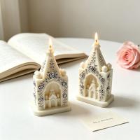 China Rose Relief Castle Silicone Mold European Style Arch Small Church Aromatherapy Candle Decoration Mold for sale