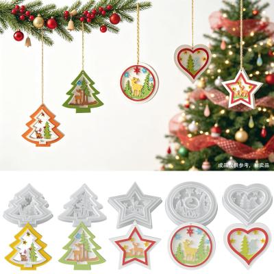 China DIY Drip Glue Aromatherapy Gypsum Christmas Tree Round Love Pentagram Elk Hanging Silicone Mold for sale