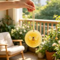China Embossed Bee Circular Hanging Silicone Mold DIY Gypsum Fragrance Stone Car Pendant Drip Glue Mold for sale