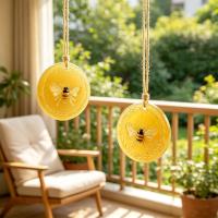China Embossed Bee Circular Hanging Silicone Mold DIY Gypsum Fragrance Stone Car Pendant Drip Glue Mold for sale