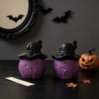 China Halloween Witch Hat House Candle Cup Silicone Mold Spider Web Creative Fragrance Container Flower Pot Gypsum Mold for sale