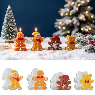 China DIY Resin Candle, Gypsum Gingerbread, Snowman, Snowflake, Teddy Bear, Christmas Ornament, Hanging Silicone Mold for sale