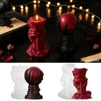China DIY Halloween Rose Ghost Hand Pendant Magic Claw Ghost Handball Aromatherapy Gypsum Candle Dropping Silicone Mold for sale