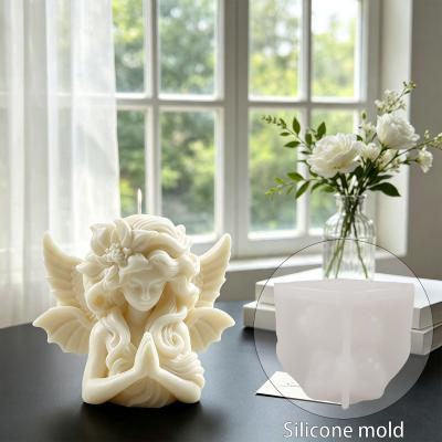 China Cross border Prayer Angel Portrait Silicone Mold DIY Flower Fairy Angel Aromatherapy Candle Gypsum Mold for sale