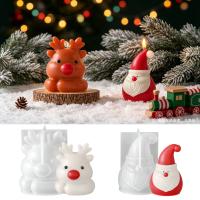 China Cross Border 3D Santa Claus Elk Silicone Mold Christmas Cartoon Aromatherapy Candle Gypsum Mold for sale