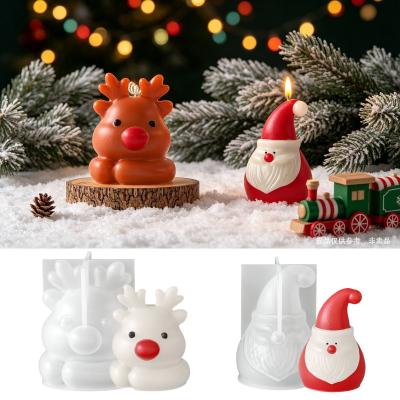 China Cross Border 3D Santa Claus Elk Silicone Mold Christmas Cartoon Aromatherapy Candle Gypsum Mold for sale