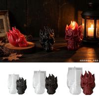 China Flame Skull Silicone Mold Halloween 3D Skull DIY Aromatherapy Candle Gypsum Mold for sale