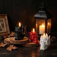 China Flame Skull Silicone Mold Halloween 3D Skull DIY Aromatherapy Candle Gypsum Mold for sale