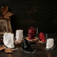 China Flame Skull Silicone Mold Halloween 3D Skull DIY Aromatherapy Candle Gypsum Mold for sale