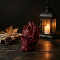 China Flame Skull Silicone Mold Halloween 3D Skull DIY Aromatherapy Candle Gypsum Mold for sale