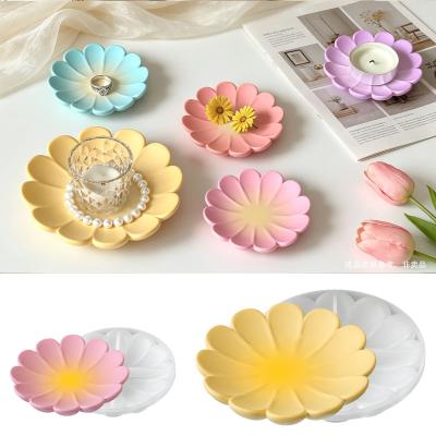China Petal Flower Tray Silicone Mold DIY Aromatherapy Plaster Storage Tray Decoration Ornament Dispensing Mold for sale