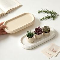 China Ins Minimalist Oval Stripe Tray Silicone Mold DIY Aromatherapy Plaster Storage Dish Epoxy Mold for sale
