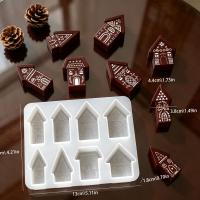 China 8-piece Set Of DIY Silicone Molds Featuring Christmas Carved Houses, Suitable For Making Aromatherapy Candles And Plaster European-style Hanging Decorations for sale
