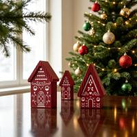 China 8-piece Set Of DIY Silicone Molds Featuring Christmas Carved Houses, Suitable For Making Aromatherapy Candles And Plaster European-style Hanging Decorations for sale