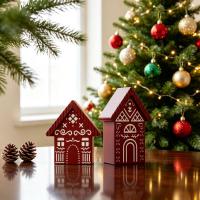 China 8-piece Set Of DIY Silicone Molds Featuring Christmas Carved Houses, Suitable For Making Aromatherapy Candles And Plaster European-style Hanging Decorations for sale