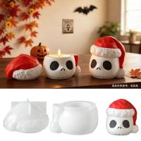 China Silicone Mold For Christmas Hat, Skull Head, Aromatherapy Storage Jar, And Halloween Skull Plaster Candle Cup Mold for sale
