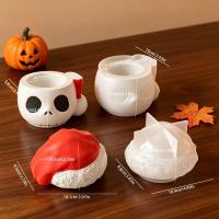 China Silicone Mold For Christmas Hat, Skull Head, Aromatherapy Storage Jar, And Halloween Skull Plaster Candle Cup Mold for sale