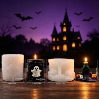 China Cross Border Halloween Relief Ghost Candle Cup Pumpkin Ghost Altar Candle Holder Ornament Silicone Mold for sale