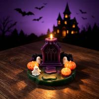 China Cross Border Halloween Relief Ghost Candle Cup Pumpkin Ghost Altar Candle Holder Ornament Silicone Mold for sale