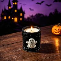 China Cross Border Halloween Relief Ghost Candle Cup Pumpkin Ghost Altar Candle Holder Ornament Silicone Mold for sale