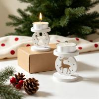 China Christmas Hollow Splicing Candle Holder Silicone Mold Angel Reindeer Santa Claus Aromatherapy Candle Stand Mold for sale