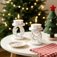 China Christmas Hollow Splicing Candle Holder Silicone Mold Angel Reindeer Santa Claus Aromatherapy Candle Stand Mold for sale